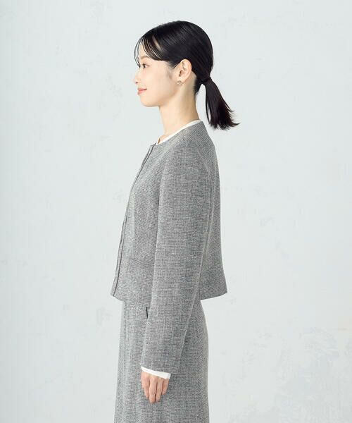 セットアップ対応】ラメツイード ジャケット （ノーカラージャケット