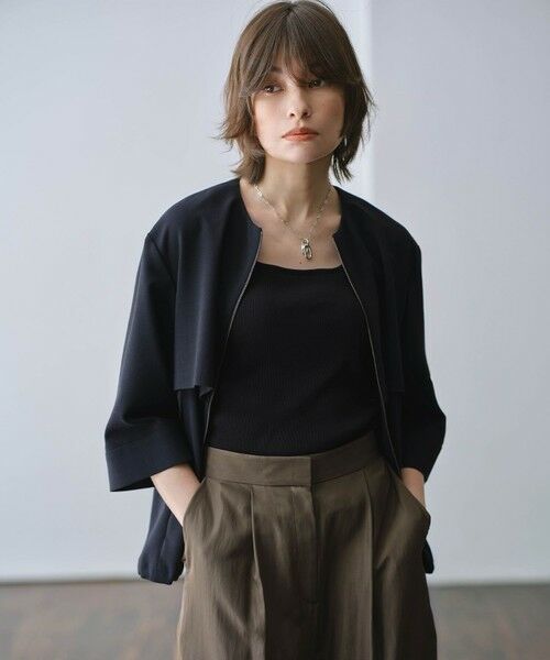 【UVカット・洗える】ウール2WAYストレッチ ノーカラーブルゾン （ブルゾン）｜ICB / アイシービー ファッション通販 タカシマヤファッションスクエア