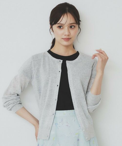 《7色展開/XS-LLサイズ》ビジューボタンクルーネックカーディガン【洗濯機洗い可】 （カーディガン・ボレロ）｜index / インデックス ファッション通販 タカシマヤファッションスクエア