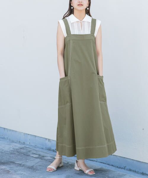 【セール】 配色ステッチフレアジャンパースカート （ワンピース）｜＊＊KBF / ケービーエフ ファッション通販 タカシマヤファッションスクエア