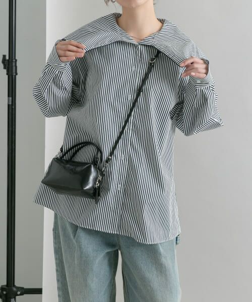 【セール】 BIGカラーストライプシャツ （シャツ・ブラウス）｜＊＊KBF / ケービーエフ ファッション通販 タカシマヤファッションスクエア