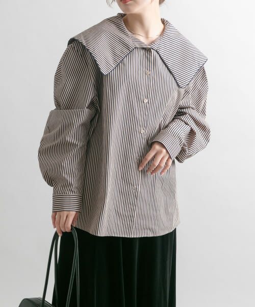 【セール】 BIGカラーストライプシャツ （シャツ・ブラウス）｜＊＊KBF / ケービーエフ ファッション通販 タカシマヤファッションスクエア