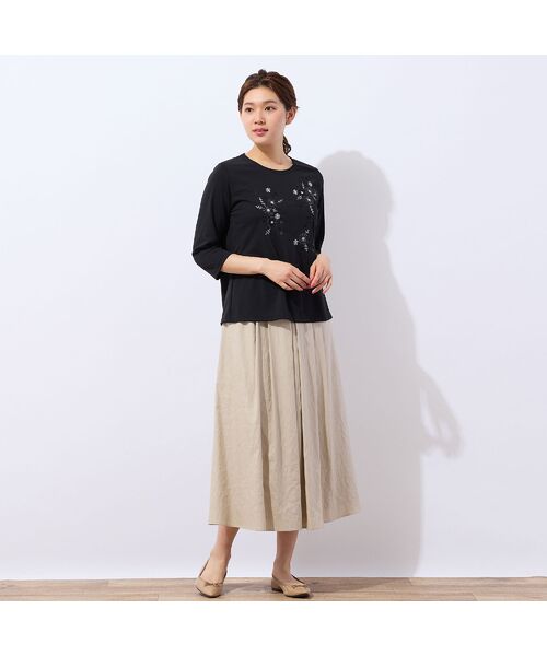 【セール】 【洗える・一部店舗限定】シャンブレーツイル タックスカート （ミニ・ひざ丈スカート）｜LOBJIE / ロブジェ ファッション通販 タカシマヤファッションスクエア