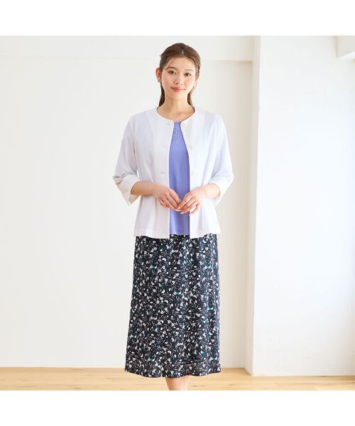 【洗える・日本製・S～LLサイズ】襟ぐり刺繍 綿レーヨンTシャツ （カットソー）｜LOBJIE / ロブジェ ファッション通販 タカシマヤファッションスクエア