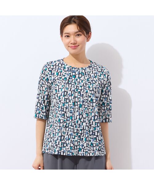 【セール】 【洗える・日本製・セットアップ可能】幾何柄Tシャツ （カットソー）｜LOBJIE / ロブジェ ファッション通販 タカシマヤファッションスクエア
