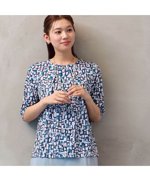 【セール】 【洗える・日本製・セットアップ可能】幾何柄Tシャツ （カットソー）｜LOBJIE / ロブジェ ファッション通販 タカシマヤファッションスクエア