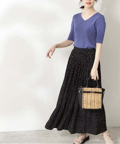 NATURAL BEAUTY BASIC ロングスカート ベルテッドセミフレアロング