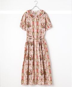 セール】 ○ひな菊コサージュプリントワンピース (ロング セール】 ○ひな菊コサージュプリントワンピース (ロング