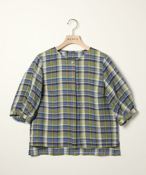 リネンチェックブラウス （シャツ・ブラウス）｜SCAPA Lサイズ / スキャパエルサイズ ファッション通販 タカシマヤファッションスクエア