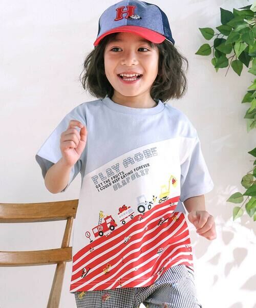 【セール】 切り替えはたらくくるまボーダープリント半袖Tシャツ(80~130cm) （Tシャツ）｜SLAP SLIP / スラップ スリップ ファッション通販 タカシマヤファッションスクエア